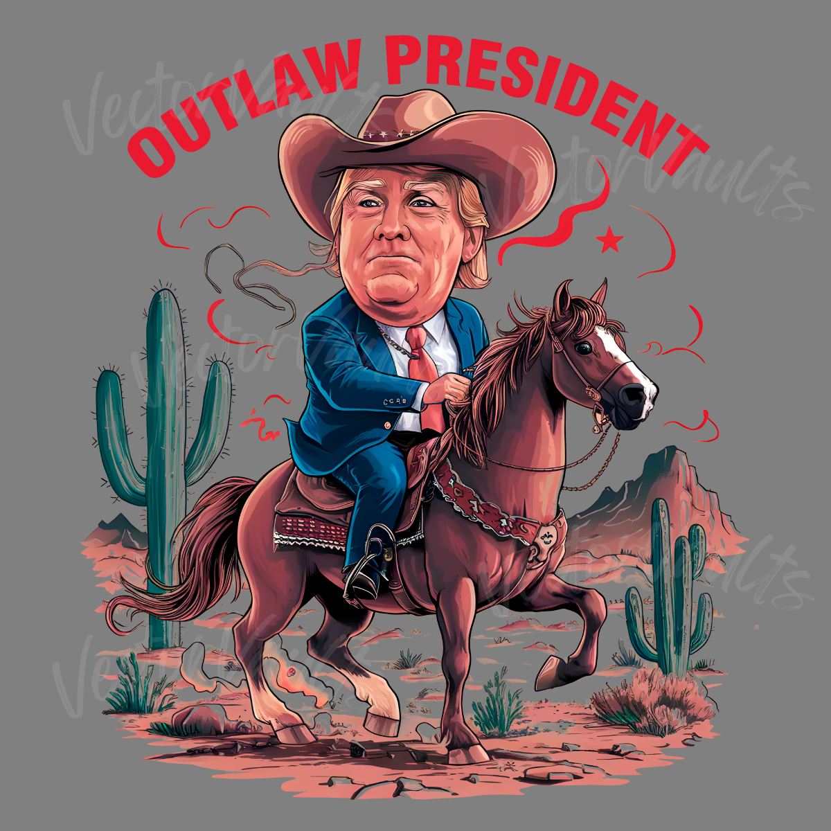 Outlaw President Cowboy Trump PNG Digital Download Files - Inspire Uplift