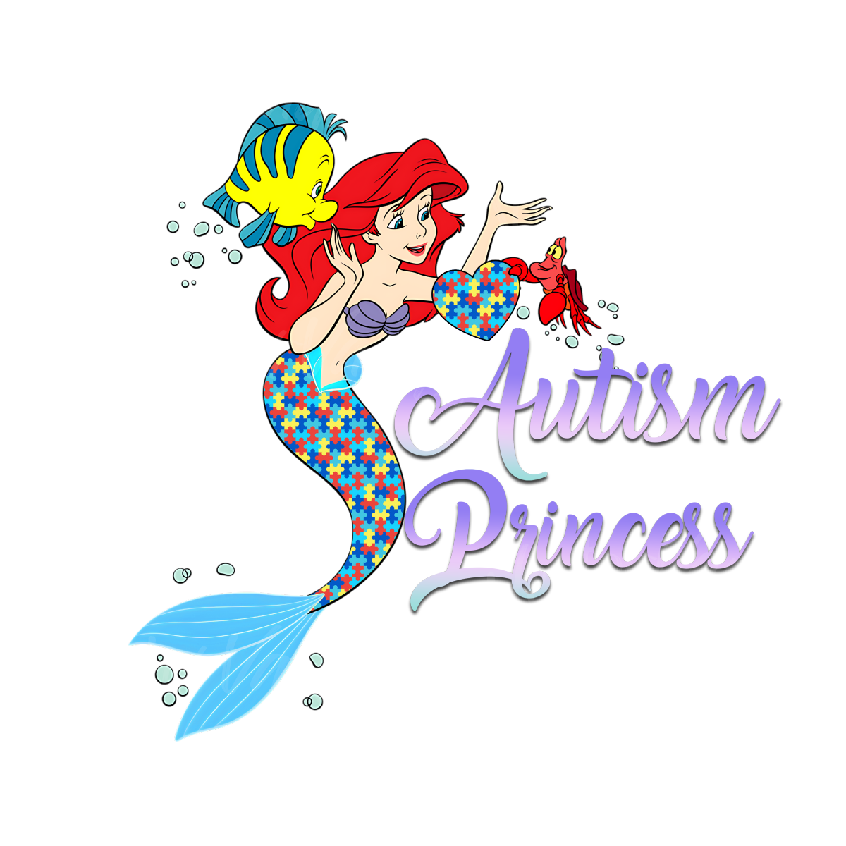 Retro Ariel Mermaid Autism Princess PNG Digital Download Fil - Inspire ...