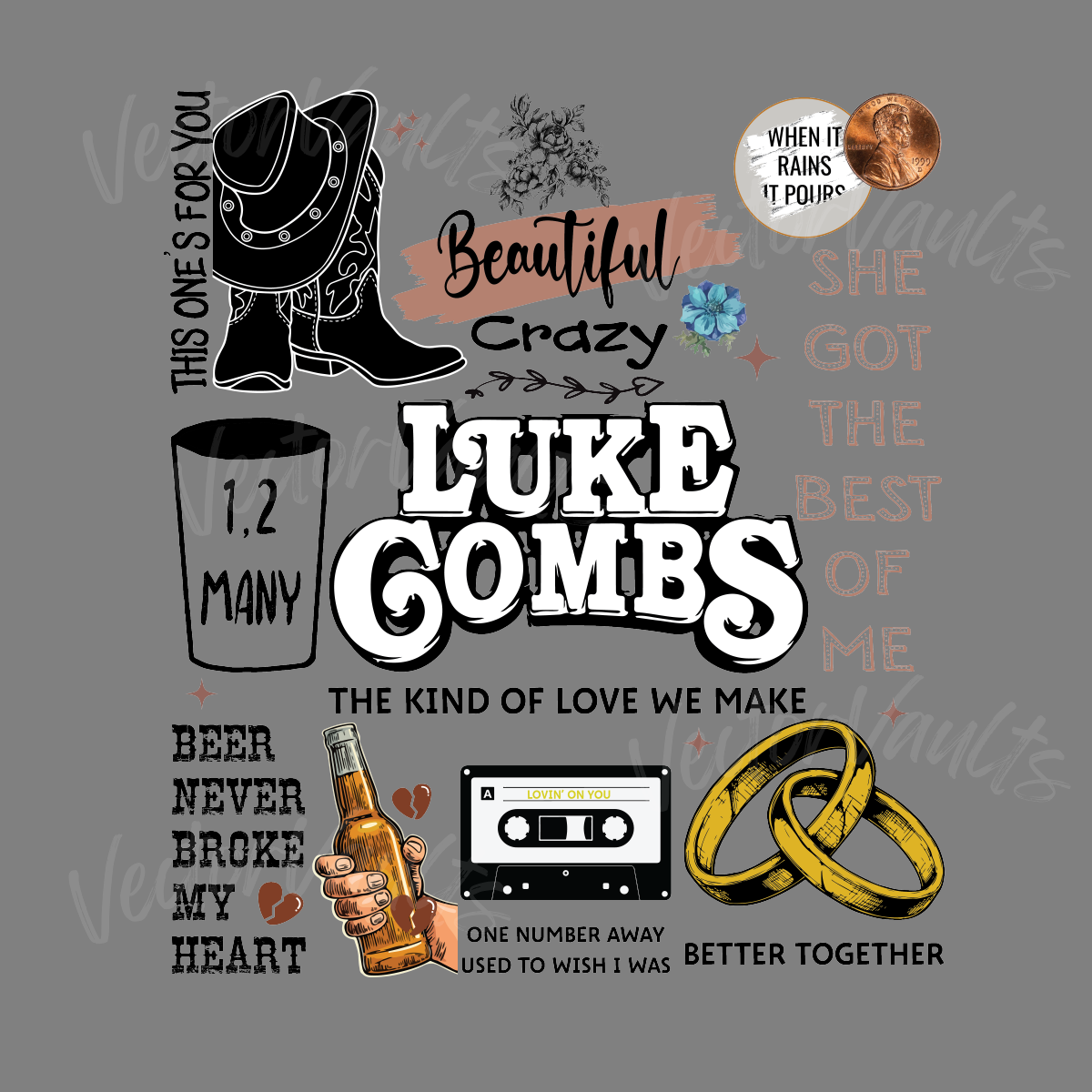 Country Music Luke Combs Tracklist PNG Digital Download File | Inspire ...