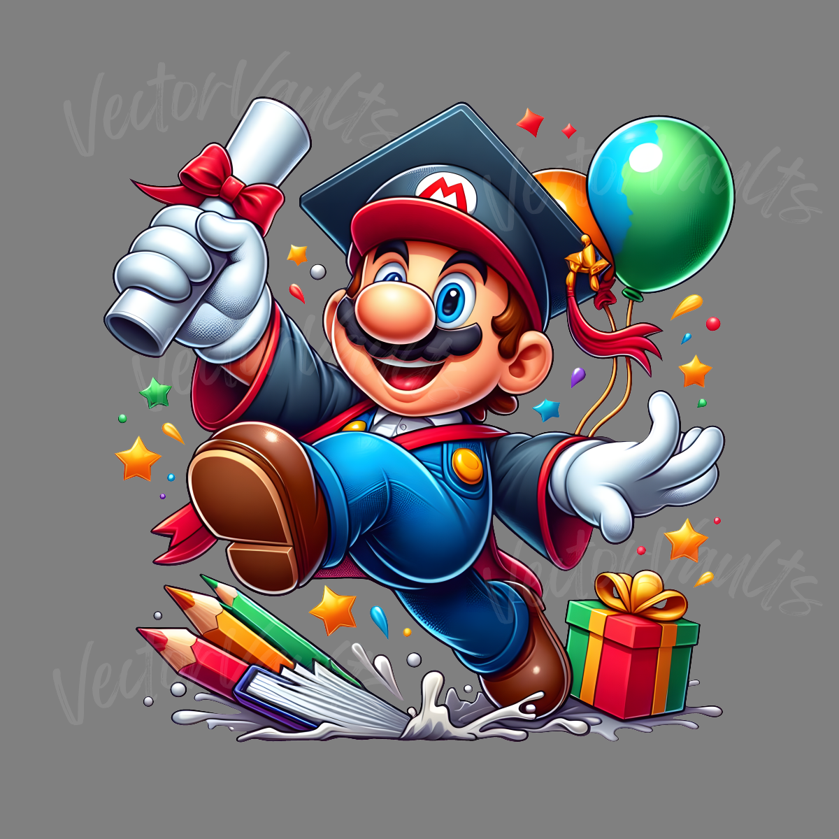 Funny Super Mario Graduation PNG Digital Download Files | Inspire Uplift