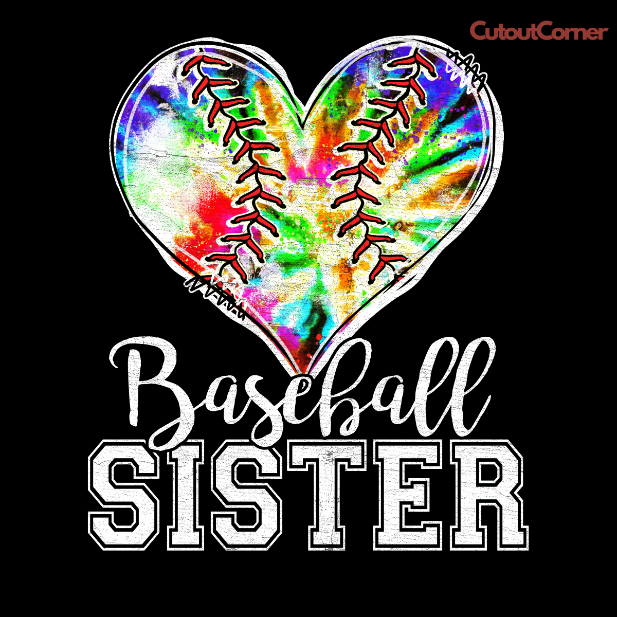 Colorful Baseball Sister Heart PNG Digital Download Files | Inspire Uplift