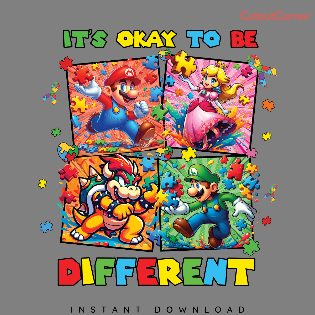 Its Okay To Be Different Mario Characters PNG | Inspire Uplift