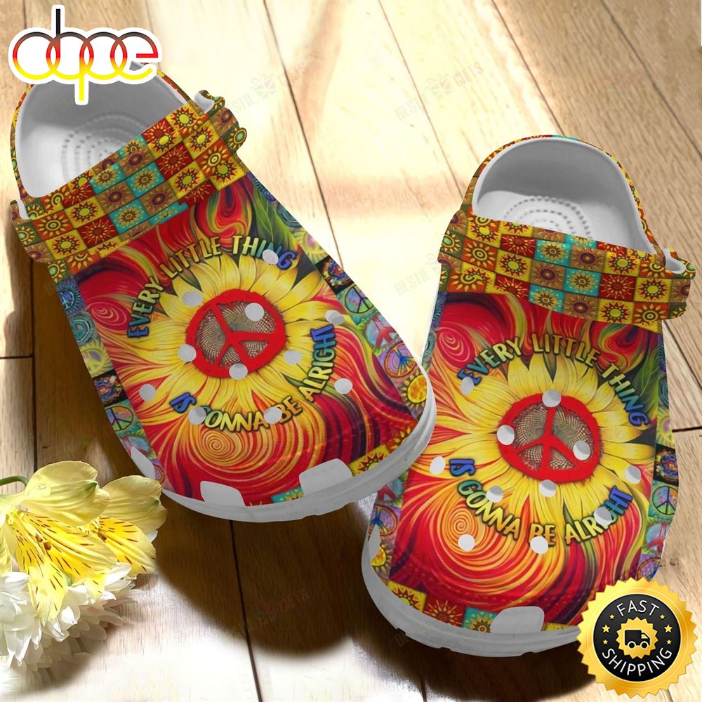 Hippie Crocs Classic Clog Whitesole Hippie Quote Shoes | Inspire Uplift