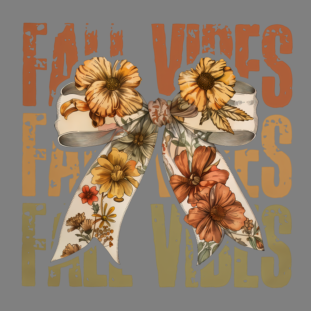 Fall Vibes Floral Ribbon Bow PNG Digital Download Files | Inspire Uplift