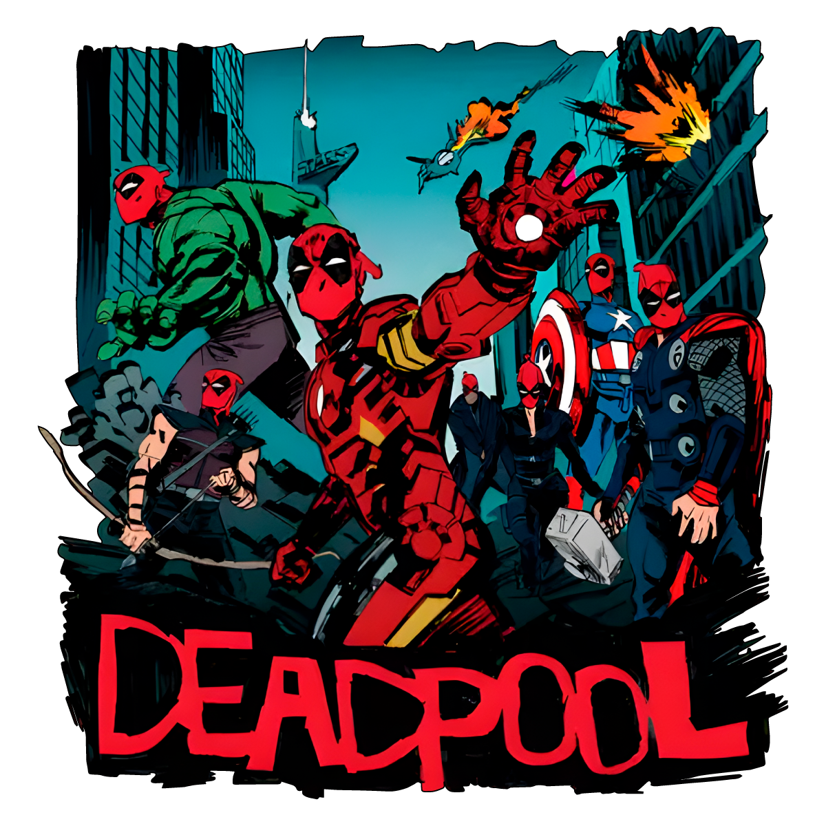 Retro Deadpool Avengers Superhero PNG Digital Download Files | Inspire ...