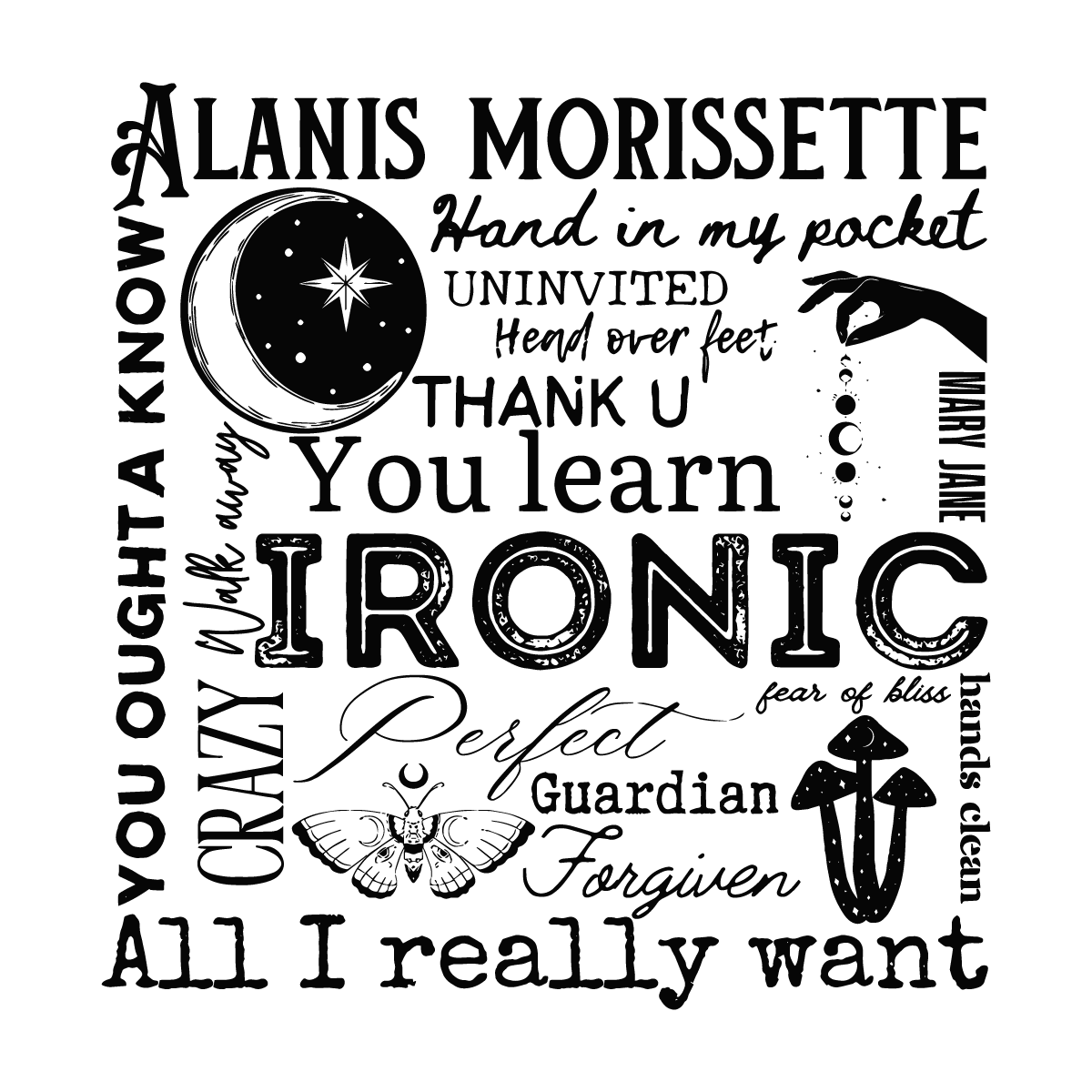 Retro Alanis Morissette List Of Songs SVG | Inspire Uplift