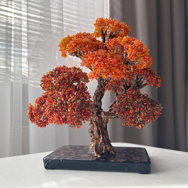 Handmade Beaded Fall Bonsai Tree Sculpture - Unique Indoor/O | Inspire ...