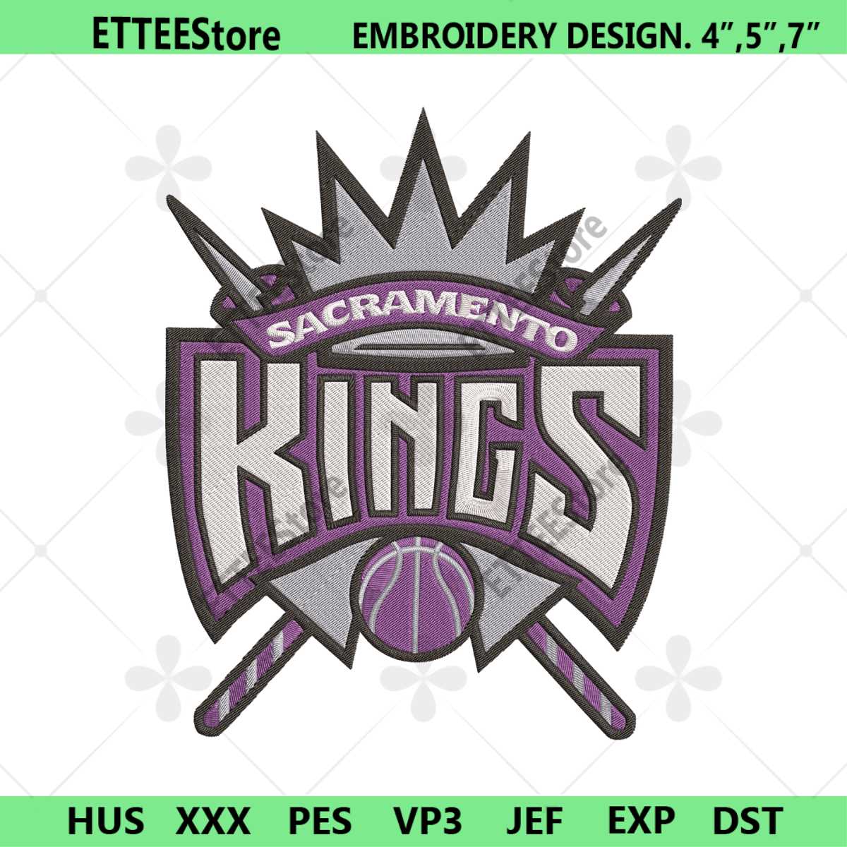Sacramento Kings Logo NBA Embroidery Design Files, Sacrament | Inspire ...