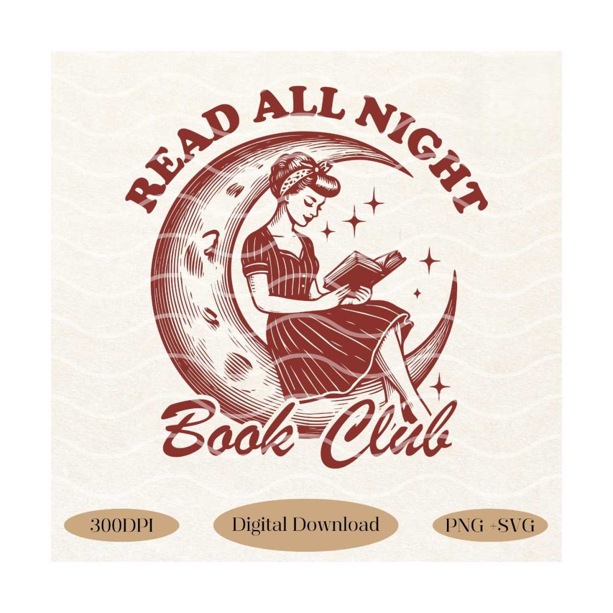 Read All Night, SVG PNG File, Funny Retro Trendy Vintage Nig | Inspire ...