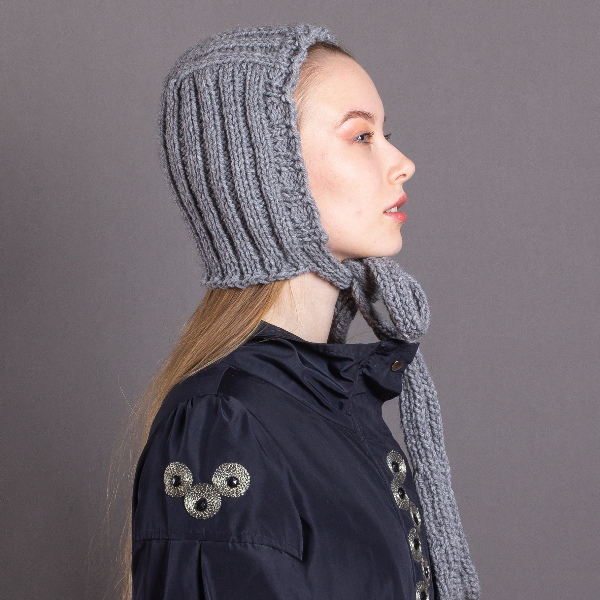 Women's adult bonnet with ties. Wool. Gray color. | Inspire Uplift
