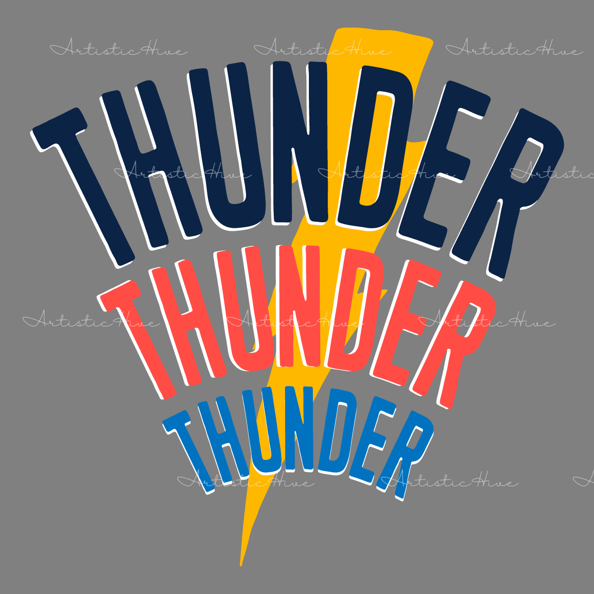 Okc Thunder 3x Thunder Basketball Svg Digital Download | Inspire Uplift