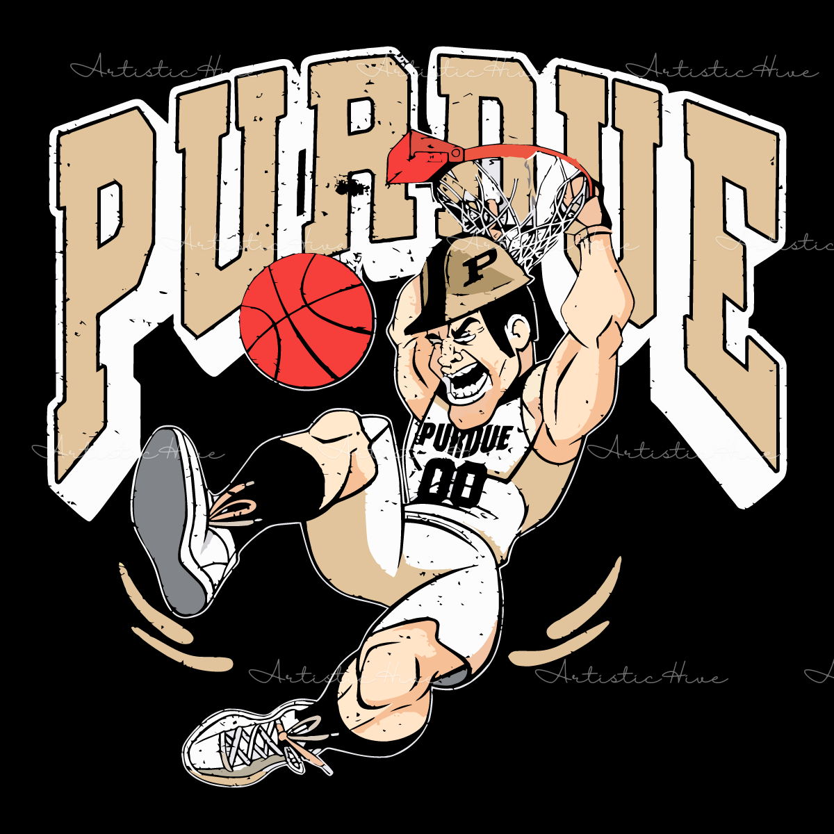 Vintage Purdue Mascot Basketball SVG Digital Download Files - Inspire ...