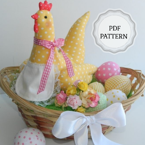 Diy Easter Hen with eggs, stuffed Chicken, sewing pattern cu | Inspire ...