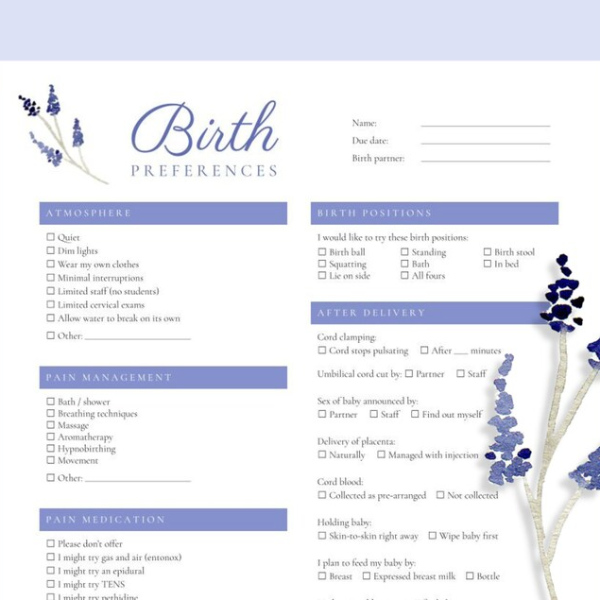 Birth Plan Template Editable in google slides - Inspire Uplift