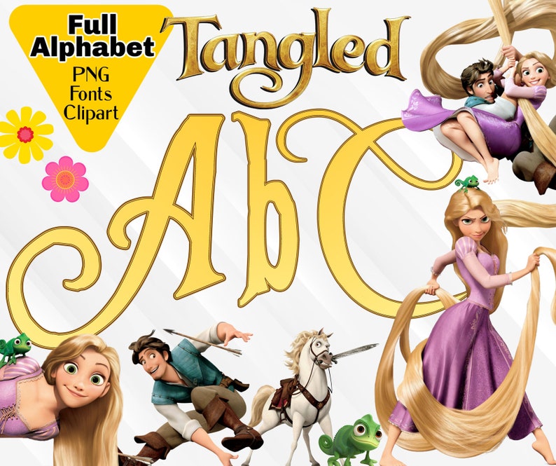 Tangled Font, Tangled PNG Alphabet, Tangled PNG Clipart, Tan - Inspire ...