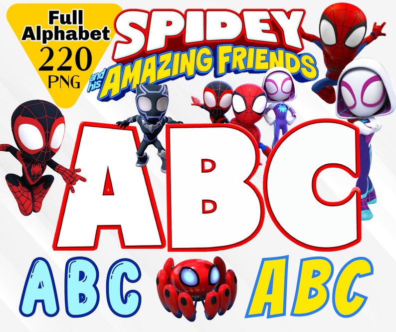 Spidey and his Amazing Friends Alphabet, Spidey Font, Spidey | Inspire ...