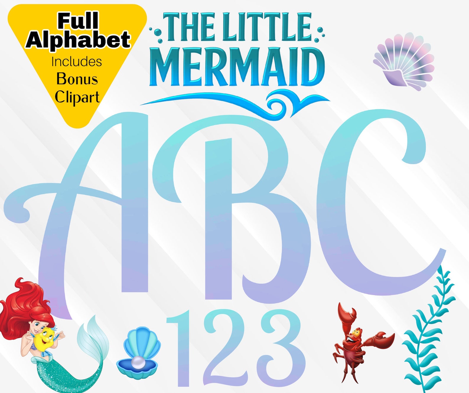 Little Mermaid Font, Little Mermaid PNG Alphabet, Ariel PNG | Inspire ...