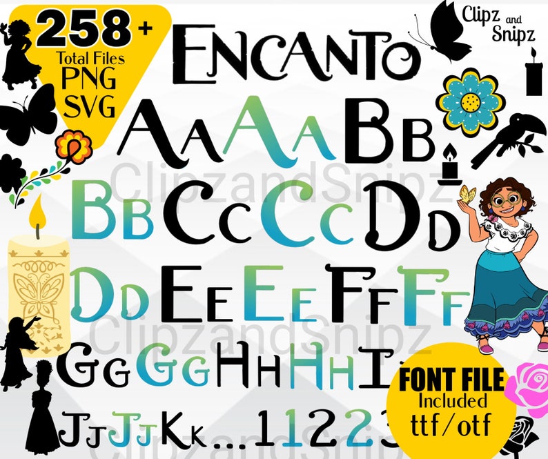 Encanto Alphabet SVG PNG Clipart Instant Digital Download Nu - Inspire ...