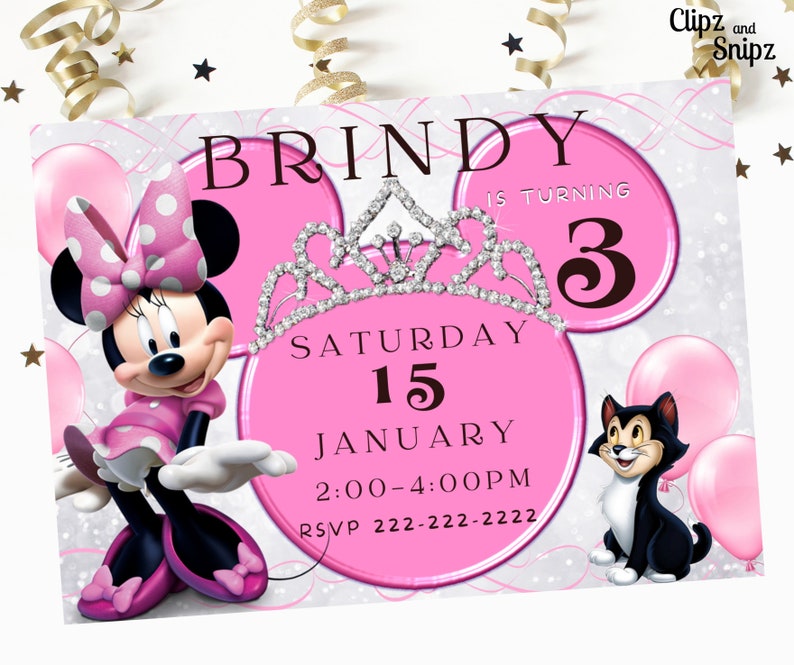 Minnie Mouse Birthday Invitation Editable Template for Party - Inspire ...