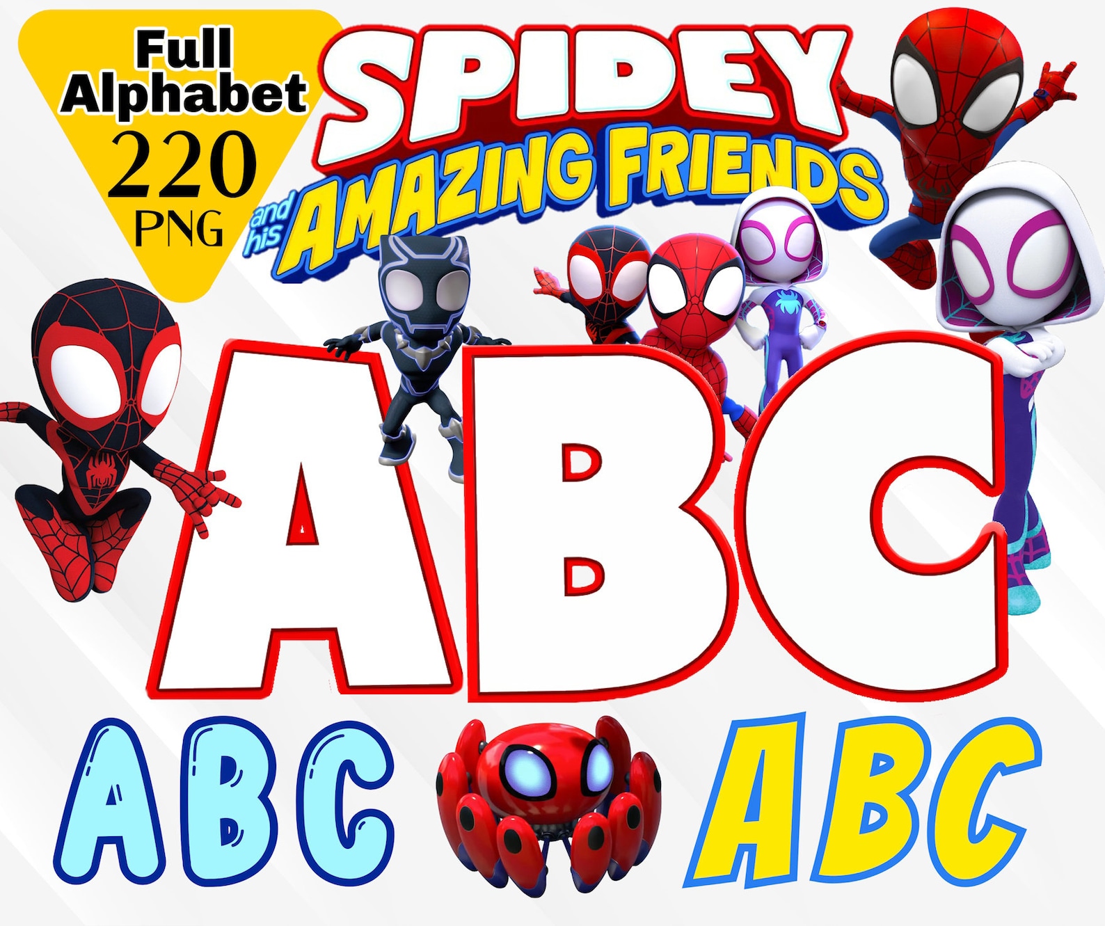 Spidey and his Amazing Friends Alphabet, Spidey Font, Spidey - Inspire ...