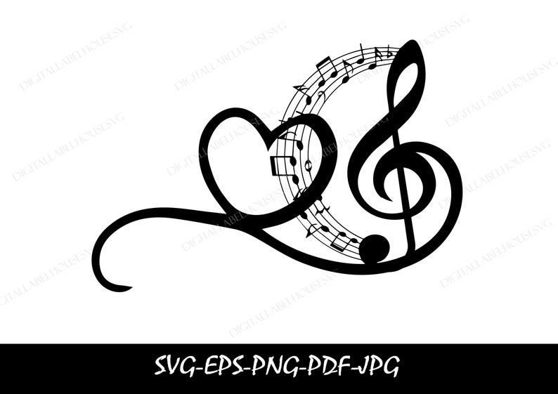 Musical Note Heart Instant Download SVG, PNG, EPS, Pdf, jpg | Inspire ...