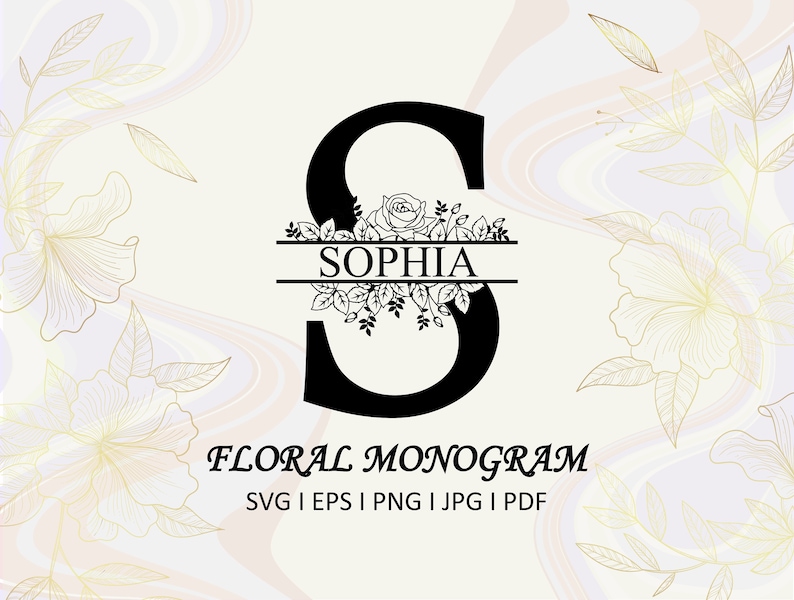 Floral Split Monogram svg, Flower Monogram Clipart, Floral L - Inspire ...