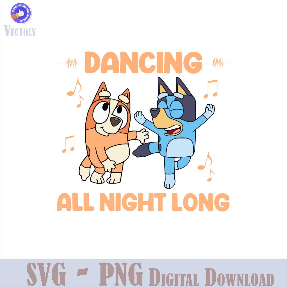 Bluey Bingo Dancing All Night Long SVG | Inspire Uplift