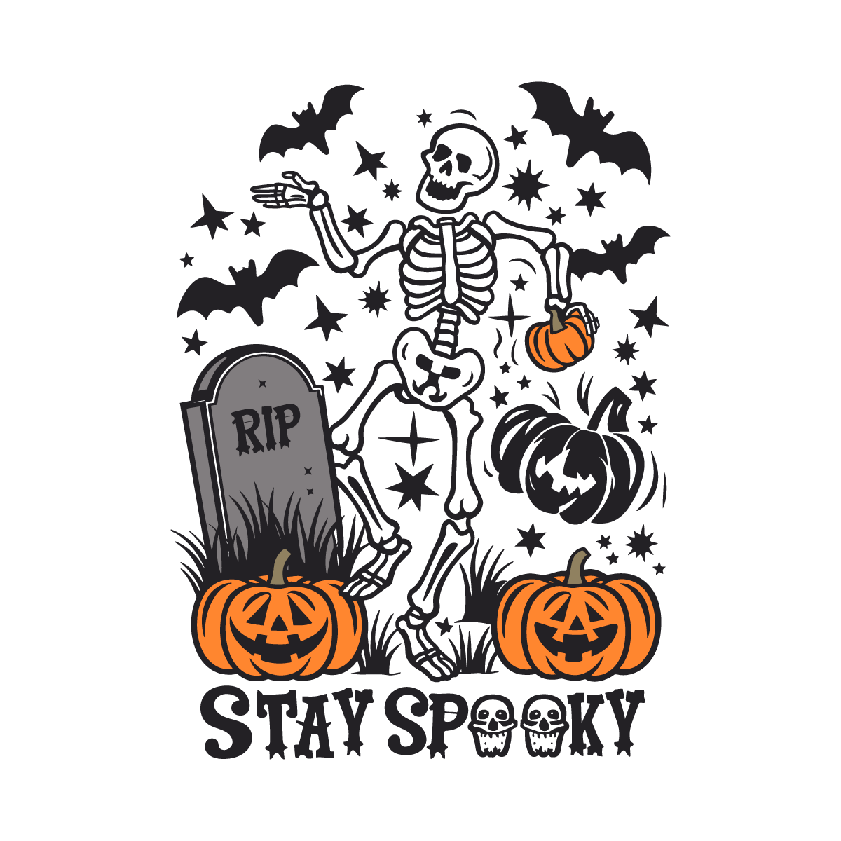 Dynamic Dancing Skeleton Halloween Stay Spooky Rip SVG | Inspire Uplift