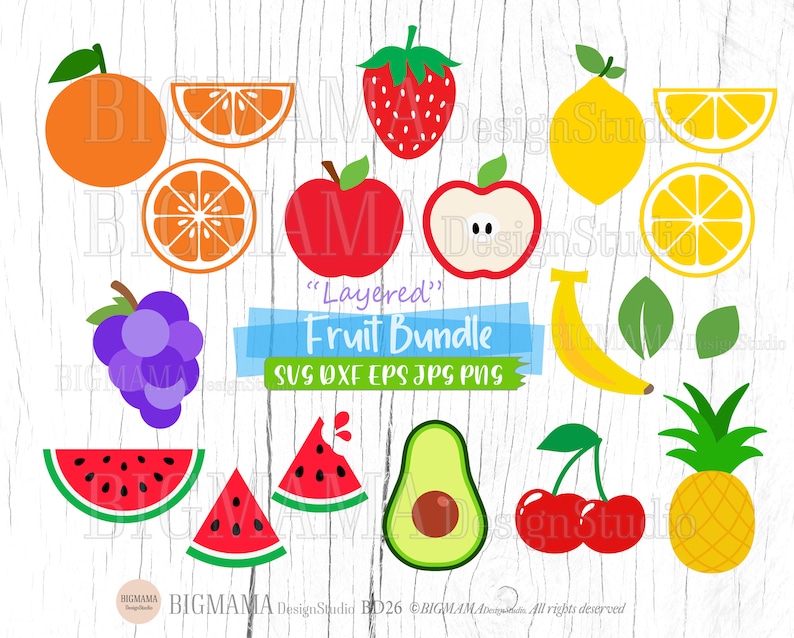 Fruit SVG Bundle,Cut File,Layered,Lemon,Cherry,Strawberry,Or | Inspire ...