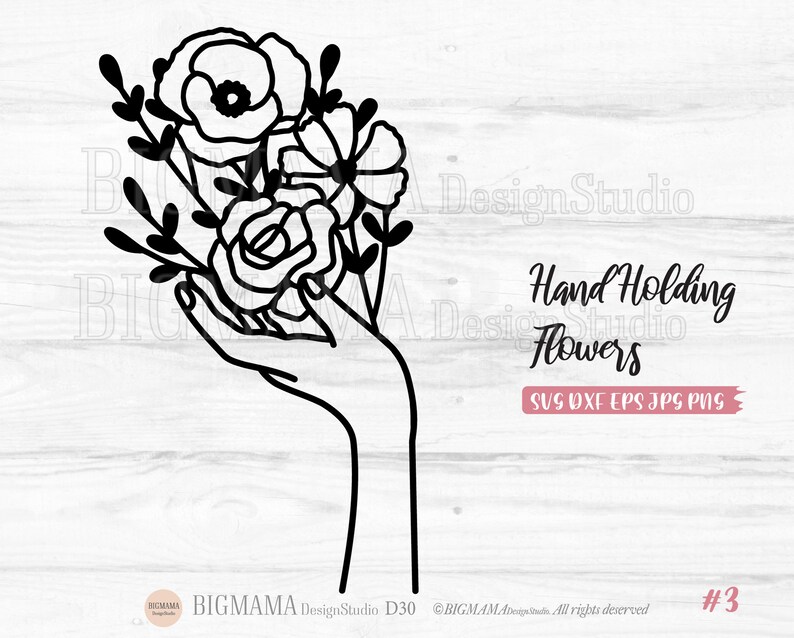 Hand Holding Flowers SVG,Bouquet,Wedding,Rose,Wildflower,DXF | Inspire ...