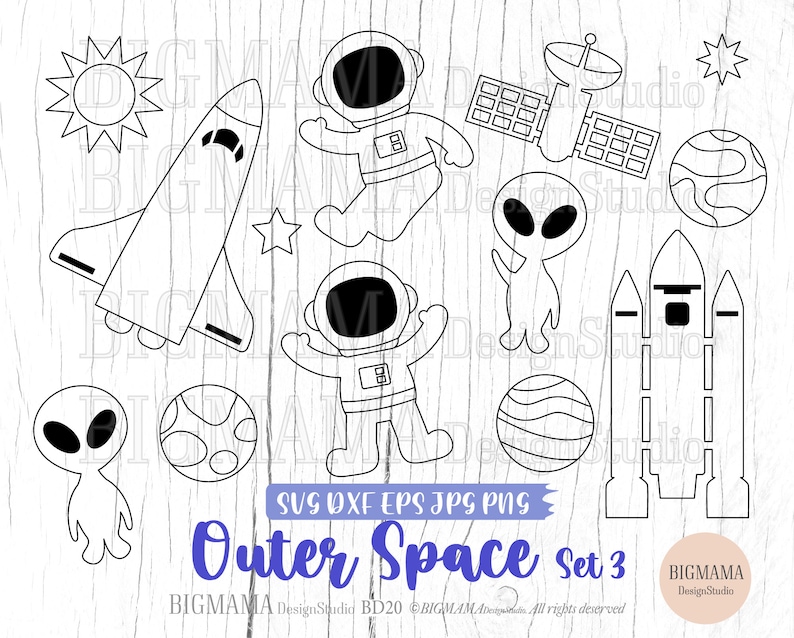 Outer Space SVG,Roket,Out Line,Spaceship,Astronaut,Solar Sys | Inspire ...