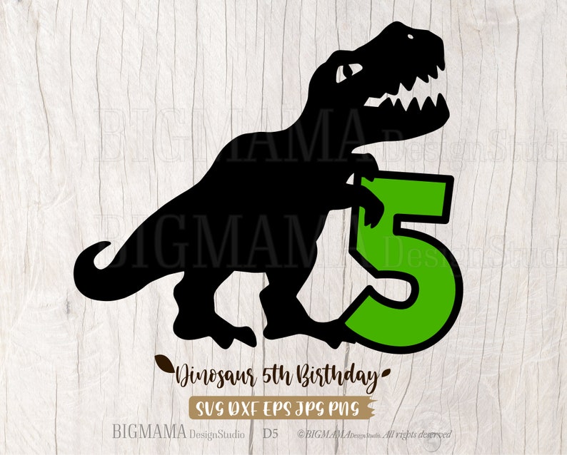 46Dinosaur 5th Birthday SVG,Five,5 years,T-rex,Fifth,Number, | Inspire ...