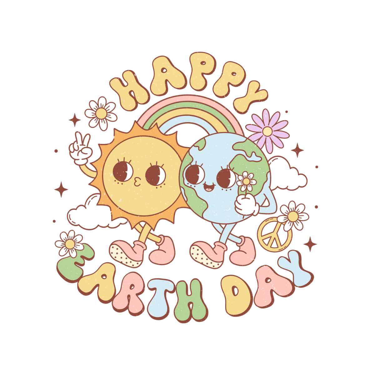 Cute Happy Earth Day Besties PNG | Inspire Uplift
