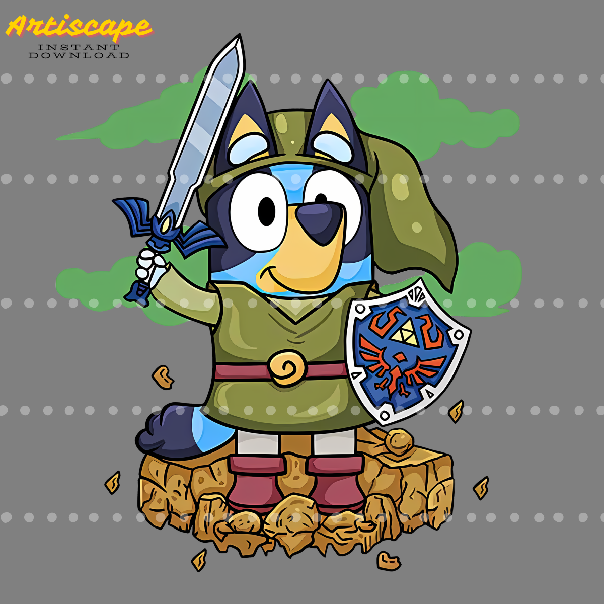 Funny Bluey Legend of Zelda PNG Digital Download Files - Inspire Uplift