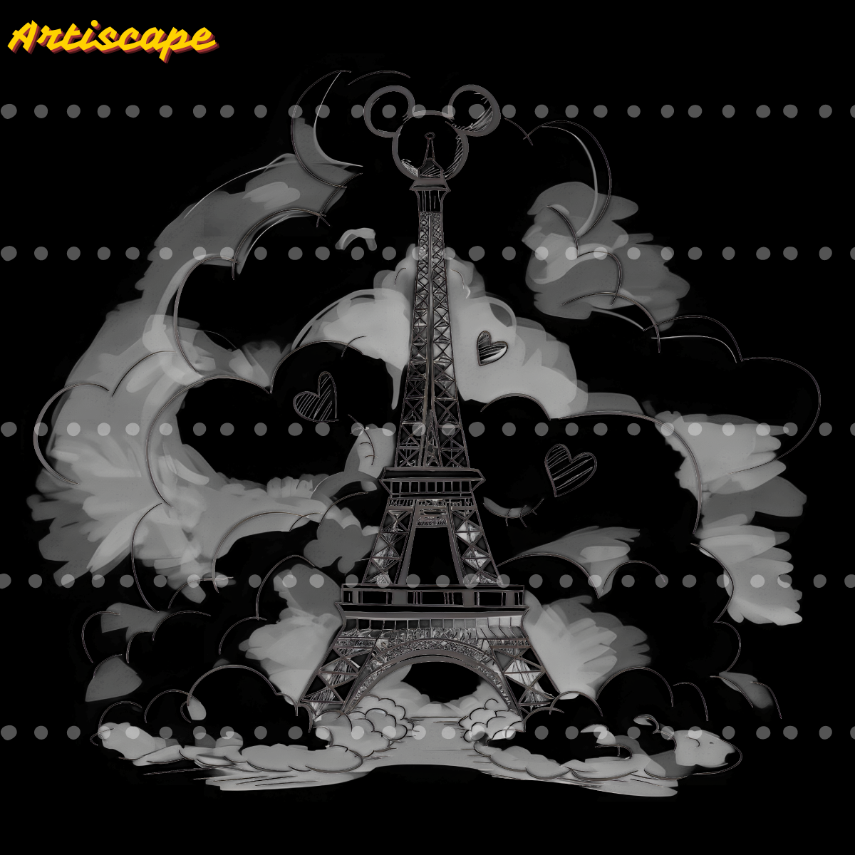 Vintage Eiffel Tower Disney Mouse Head PNG | Inspire Uplift