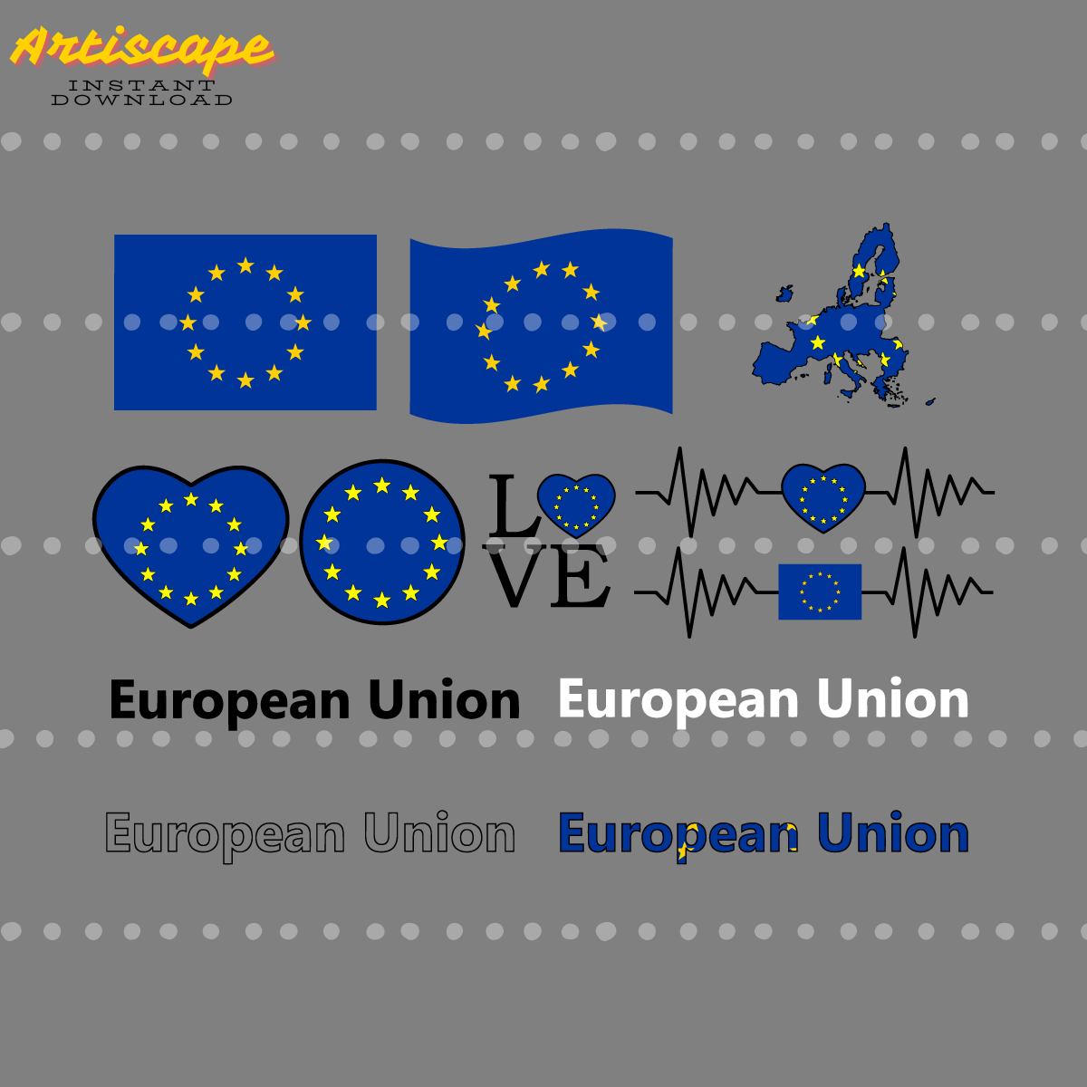 European Union Flag Svg Bundle Digital Download Files - Inspire Uplift