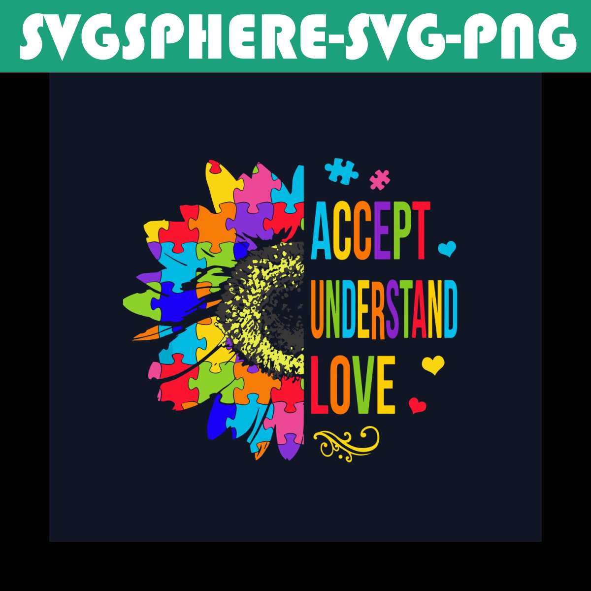 Accept Understand Love Svg, Autism Svg, Awareness Svg, Autis | Inspire ...