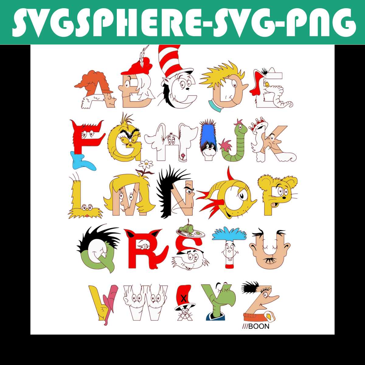 Dr Seuss Alphabet Bundle Svg, Dr Seuss Svg, Alphabet Svg, Al | Inspire ...