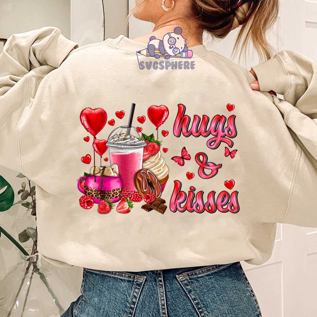 Hugs And Kisses Coffee Cups Valentine PNG file | Inspire Uplift