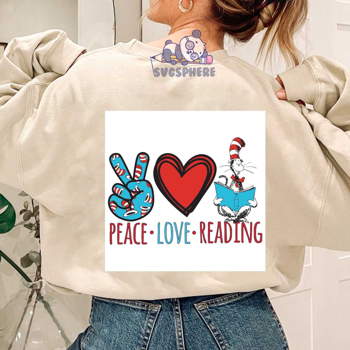 Peace Love Reading Svg, Dr Seuss Svg, Seuss Svg, Love Readin | Inspire ...