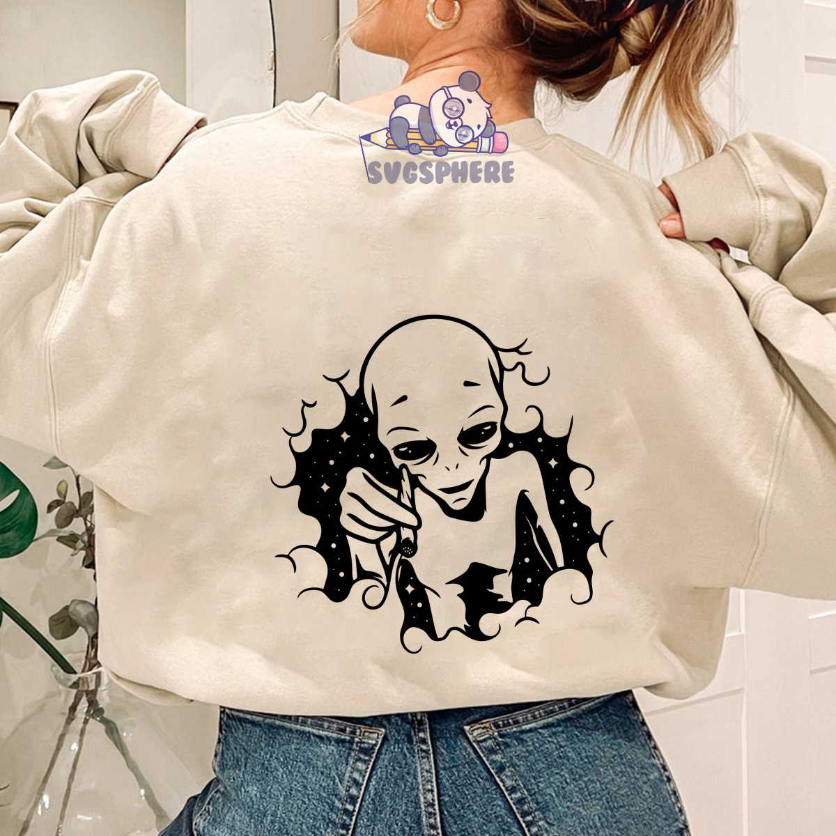 Alien Smoking Weed svg | Outer Space Stencil | Smoking Joint | Inspire ...