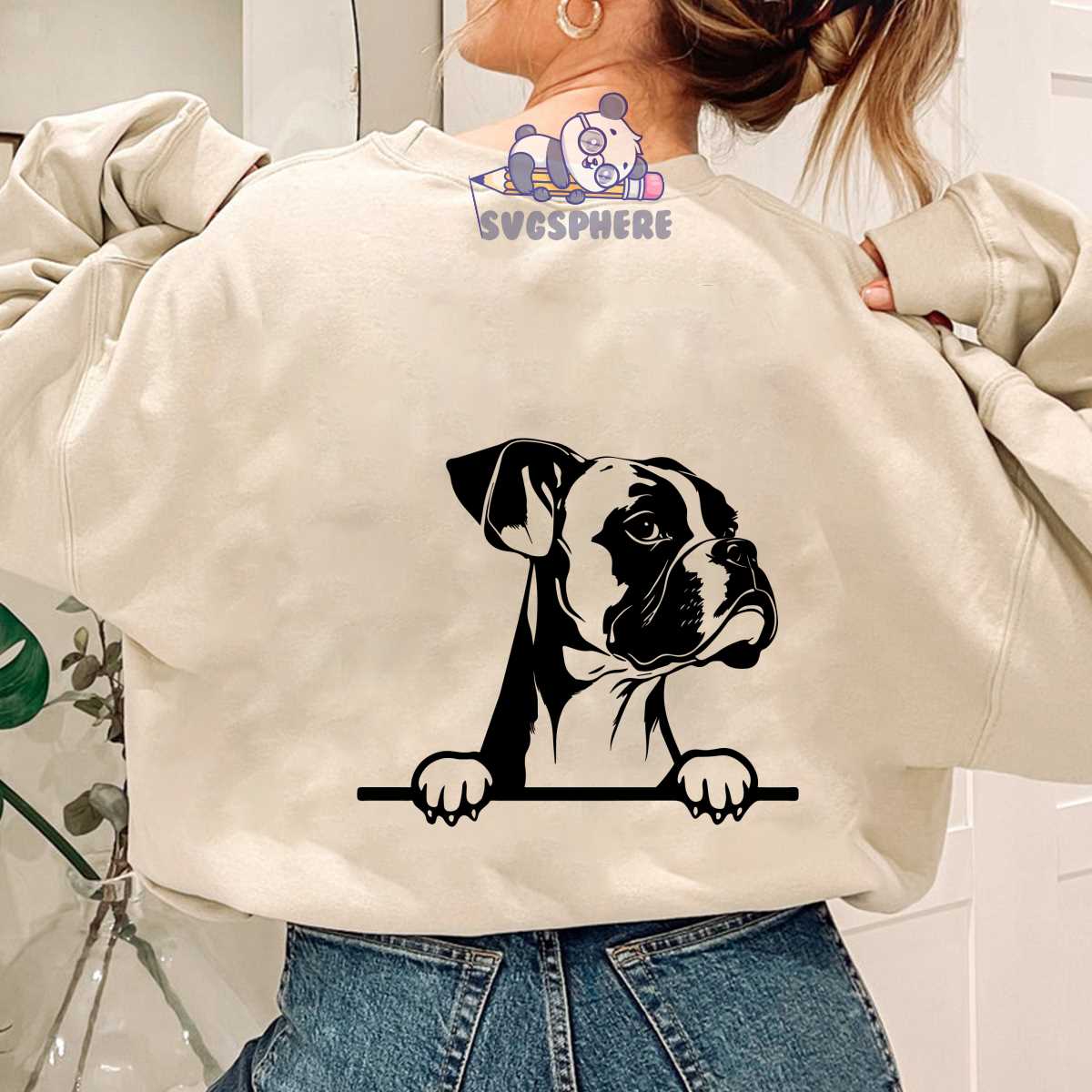 PEEKING BOXER SVG, Peeking Boxer Clipart, Peeking Boxer Dog | Inspire ...