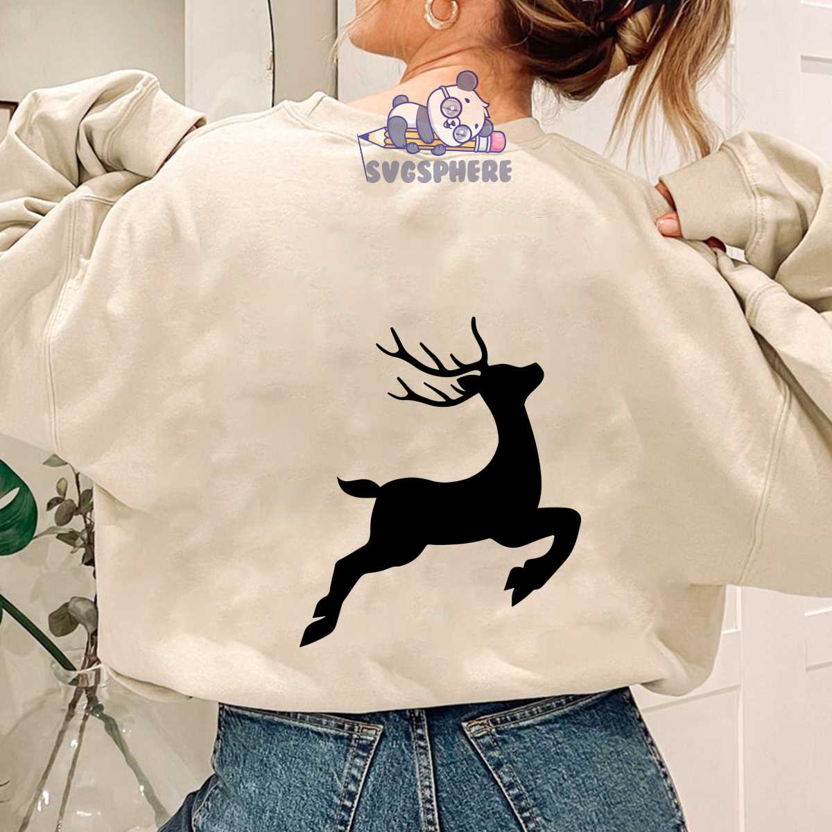 Reindeer SVG, flying reindeer SVG, reindeer silhouette, deer - Inspire ...