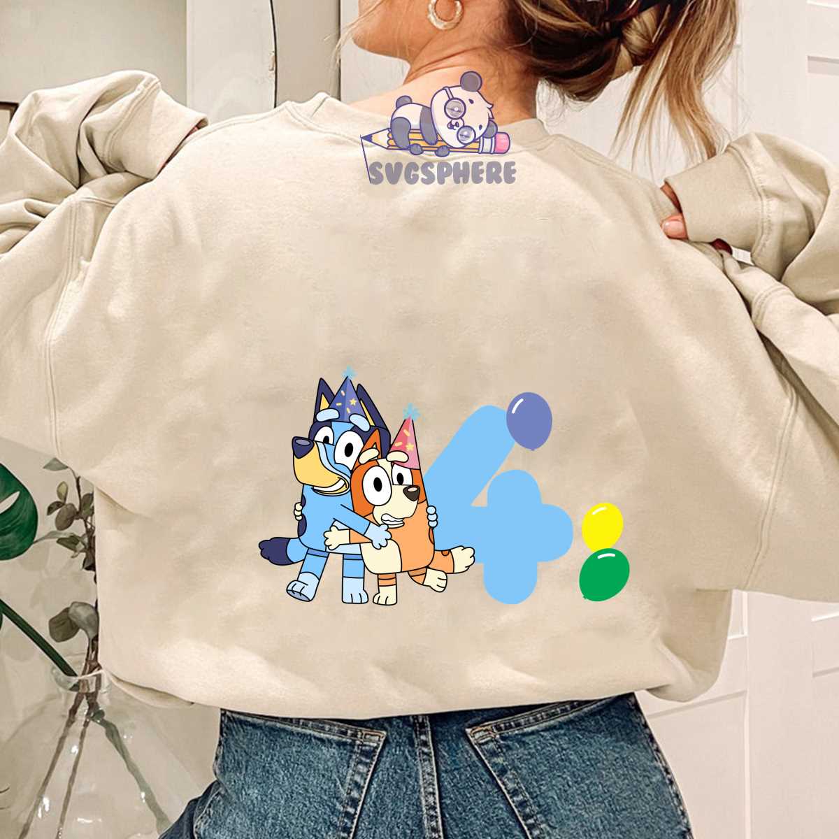 Bluey Birthday numbers 4 SVG | Inspire Uplift