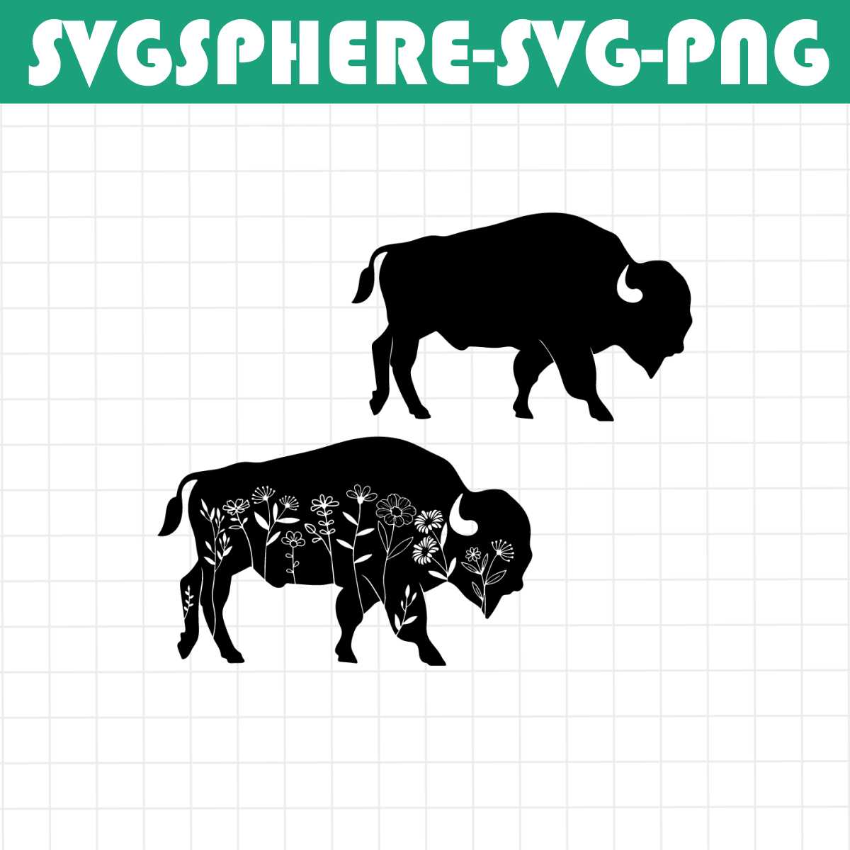 Bison Silhouette Svg,Bison Svg,Bison Silhouette with Wildflo | Inspire ...