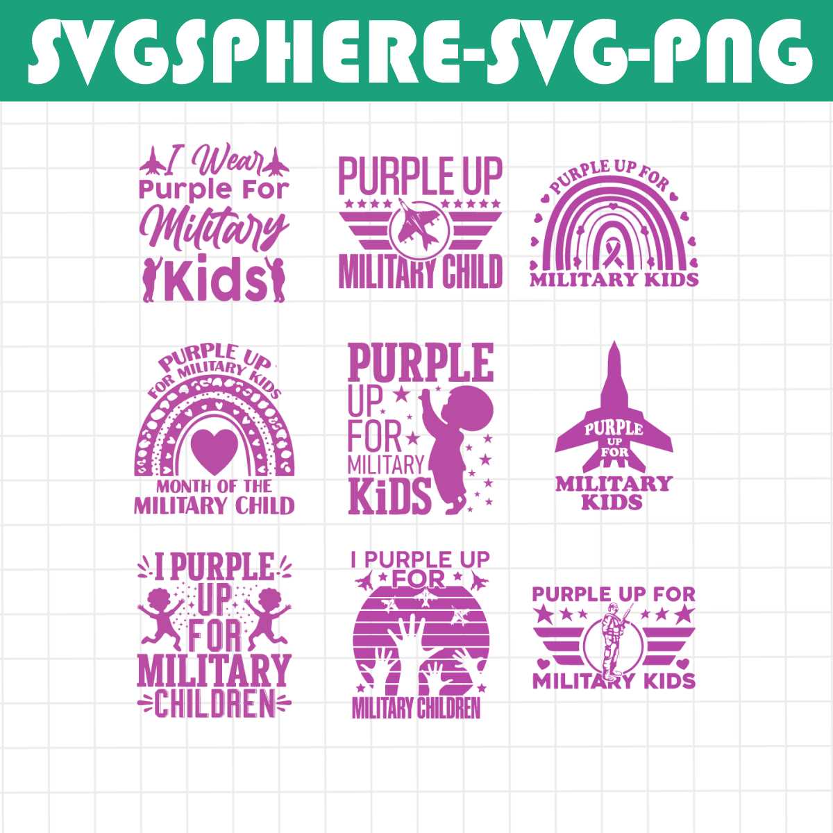Purple Up Military Child Svg Png Bundle, Month of the Milita | Inspire ...