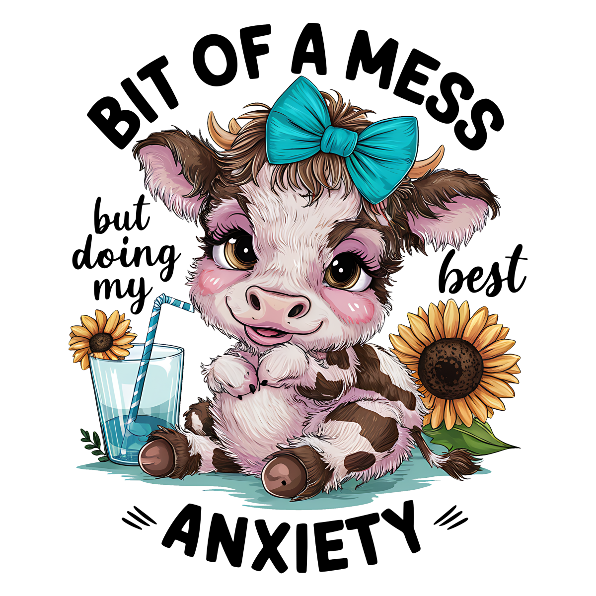 Quotes Design Bit Of A Mess But Doing My Best Anxiety PNG | Inspire Uplift
