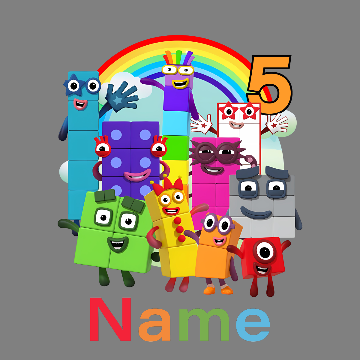 Personalized Numberblocks Kids 5th Birthday PNG | Inspire Uplift