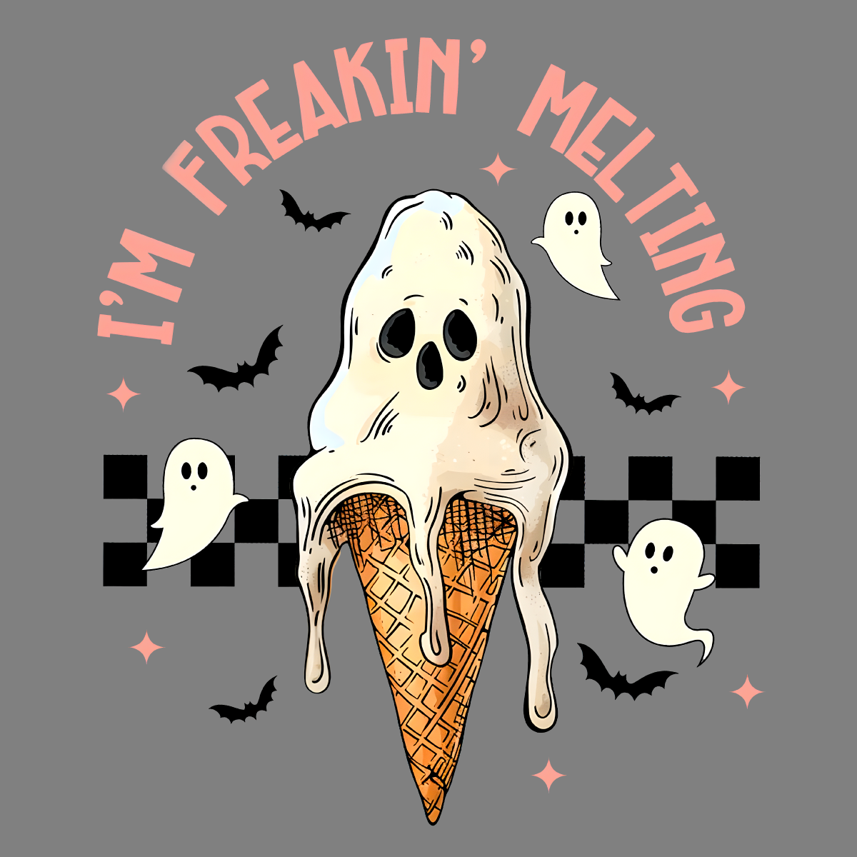 Checkered Im Freakin Melting Ghost Ice Cream PNG | Inspire Uplift