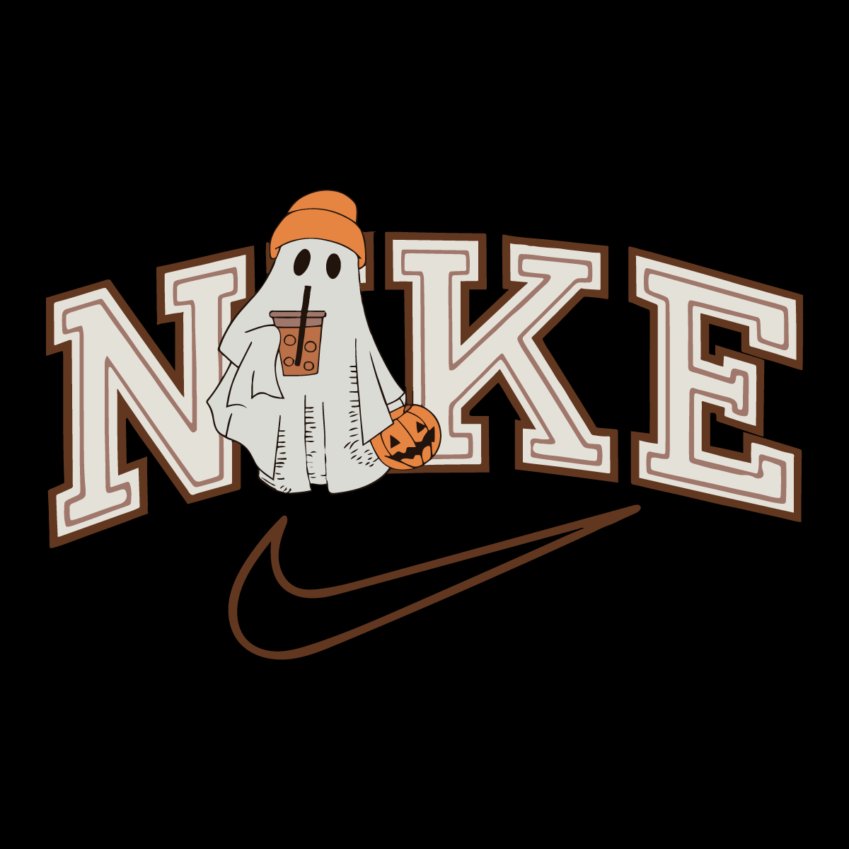 Ghost Boo Halloween Nike Logo SVG Digital Download Files | Inspire Uplift
